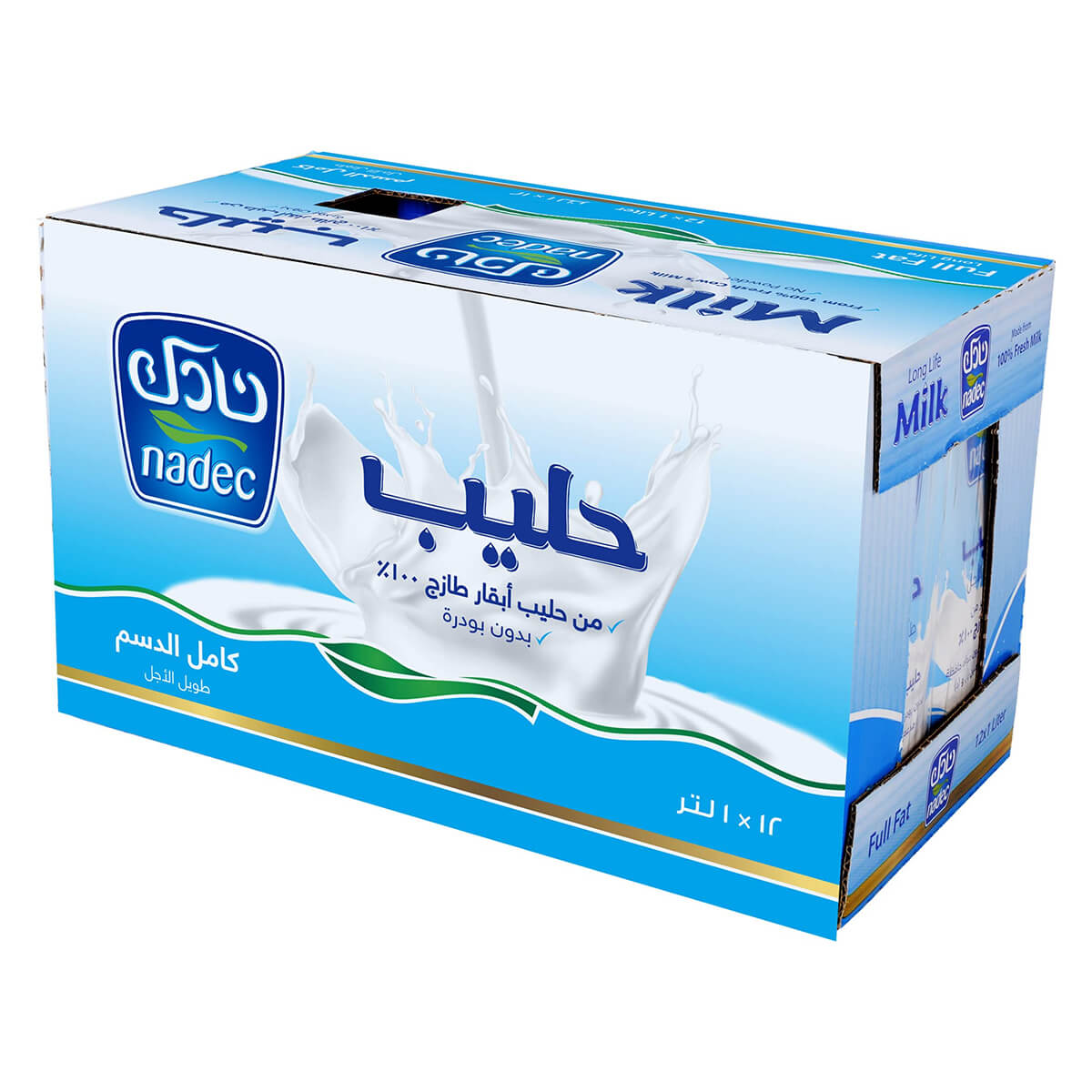 Nadec Full Cream, Long Life Milk - 12 X 1LTR — Addtocart.ae